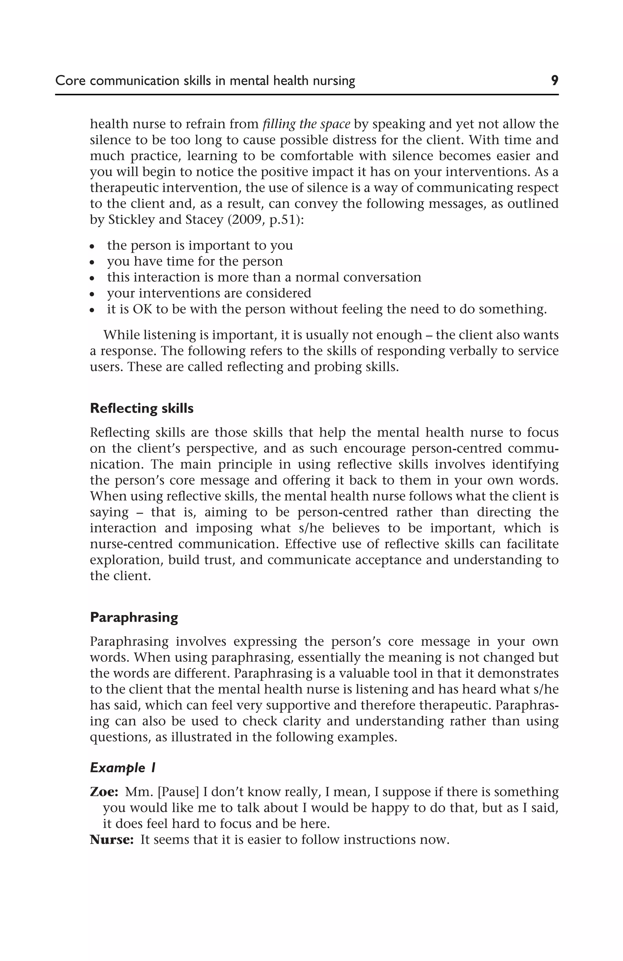 Core communication skills in mental health nursing | PDF