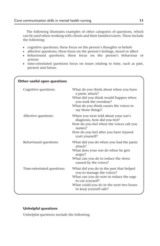 Core communication skills in mental health nursing | PDF