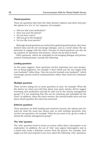 Core communication skills in mental health nursing | PDF