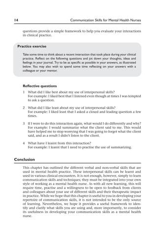 Core communication skills in mental health nursing | PDF