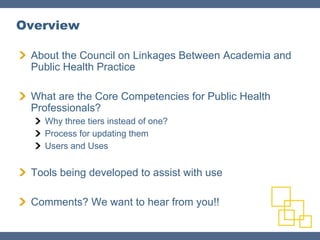 Core Competencies for Public Health Professionals: Improving Health ...