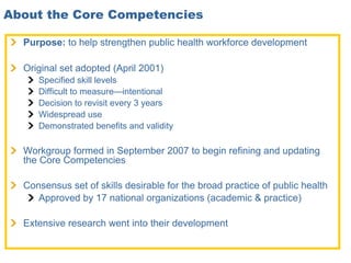 Core Competencies for Public Health Professionals: Improving Health ...