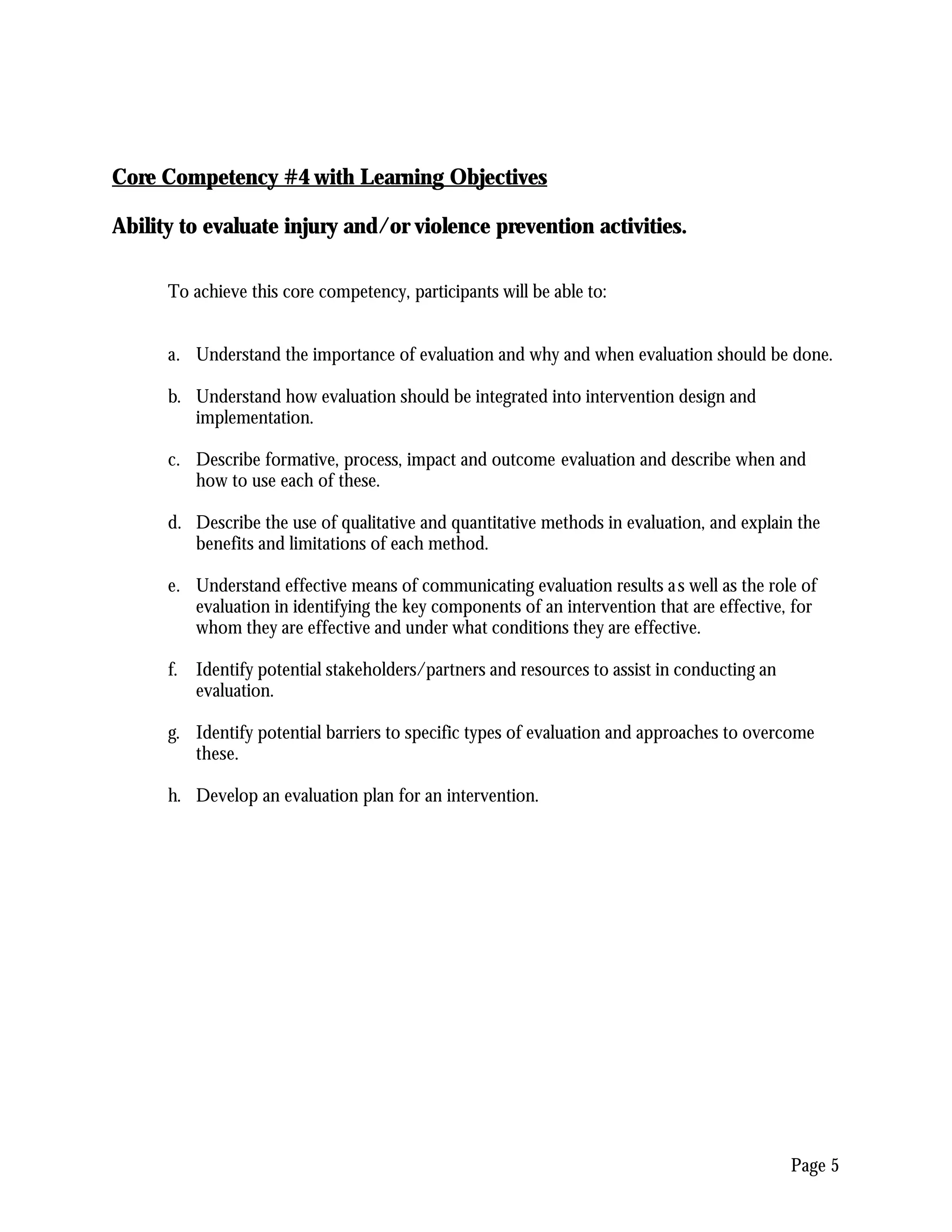 Core Competencies Injury Prevention | PDF