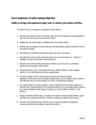 Core Competencies Injury Prevention | PDF