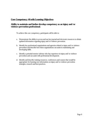 Core Competencies Injury Prevention | PDF