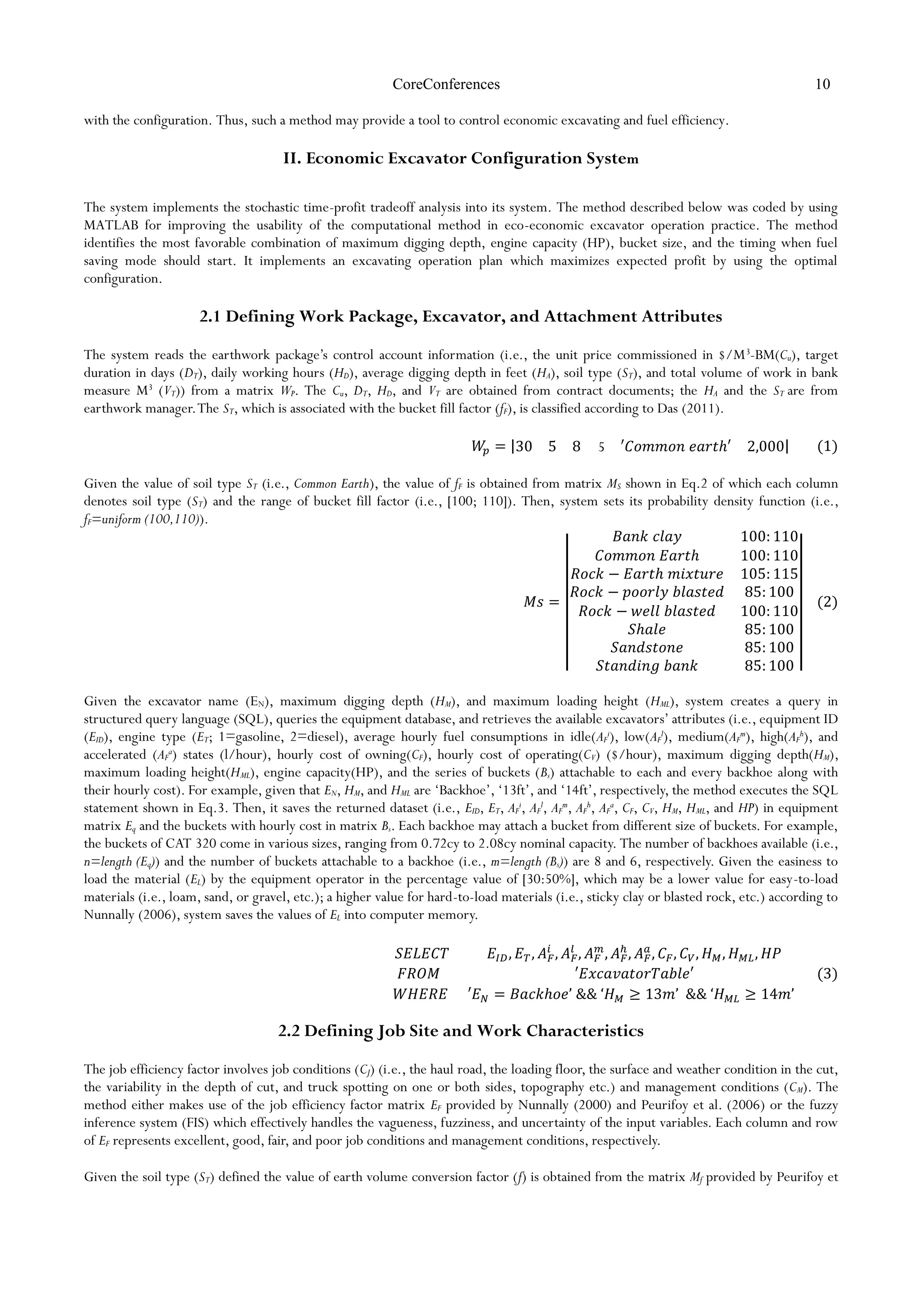 Economic Excavator Configuration for Earthwork Scheduling | PDF