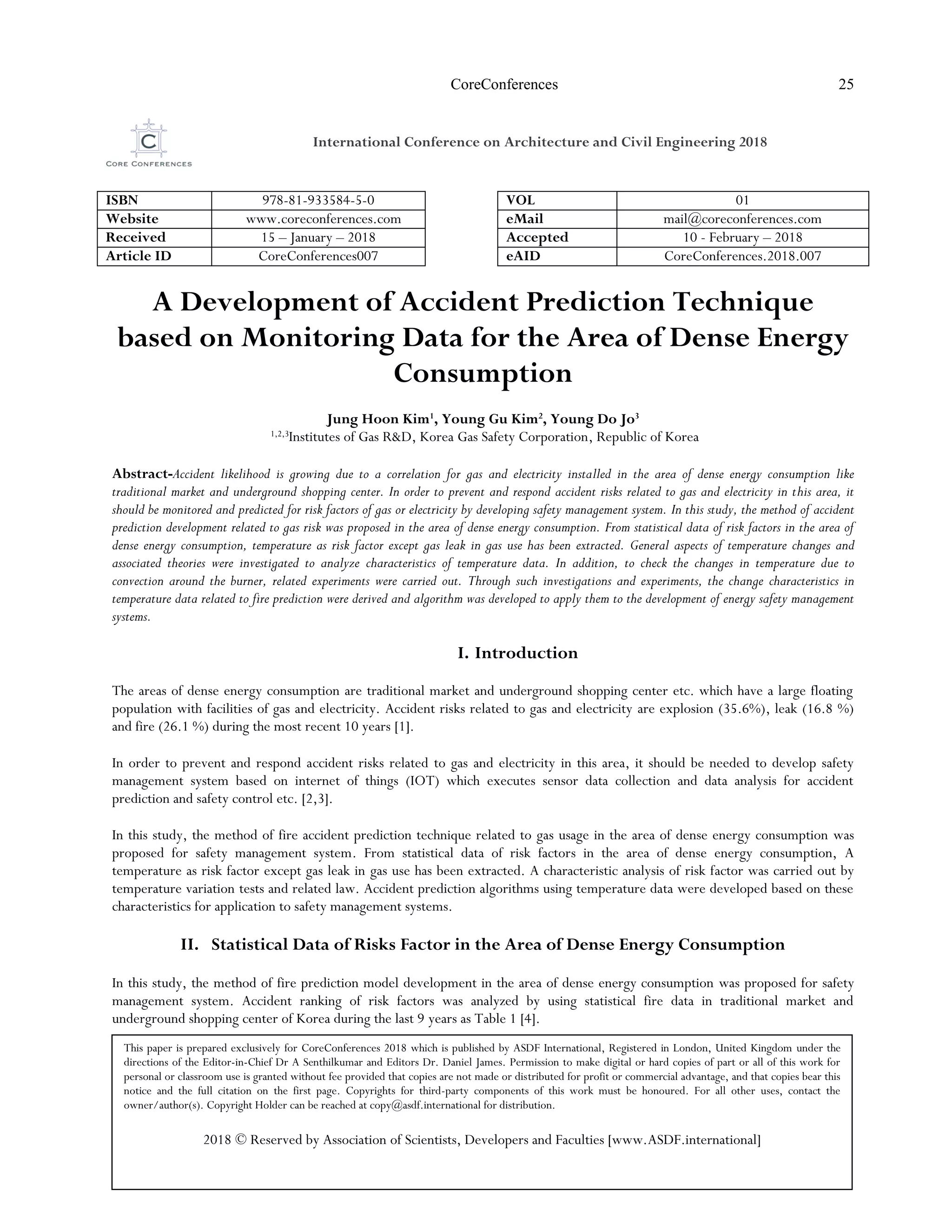 A Development Of Accident Prediction Technique Based On Monitoring Data