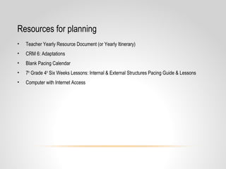 Core Content Coaching Grade 7 Internal & External Structures 14-15 | PPT