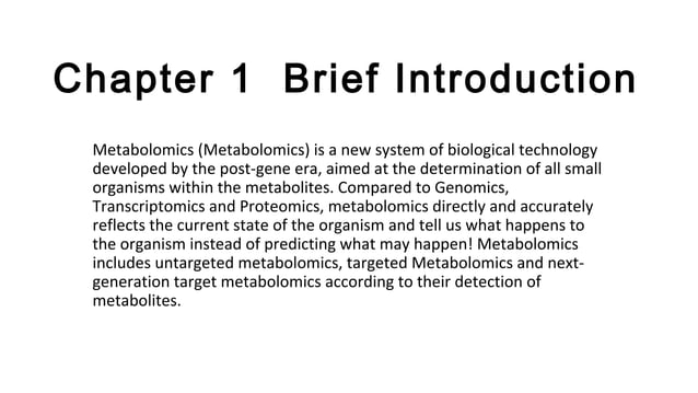 The Complete Guide for Metabolomics Methods and Application | PPT