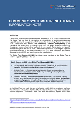 COMMUNITY SYSTEMS STRENGTHENING | PDF