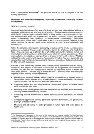 COMMUNITY SYSTEMS STRENGTHENING | PDF