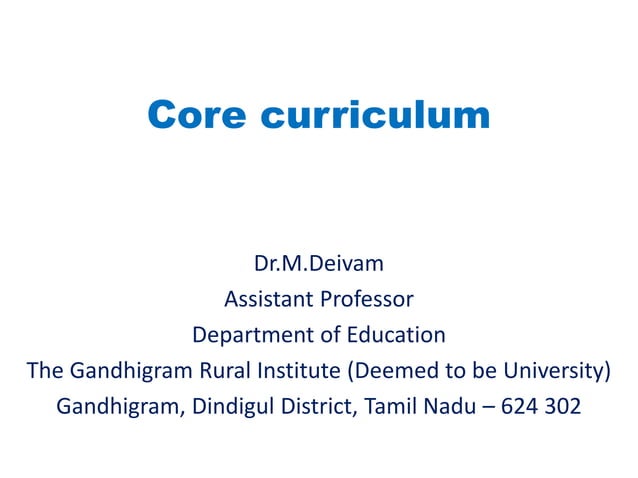 Core curriculum | PPTX | Primary Education | Education