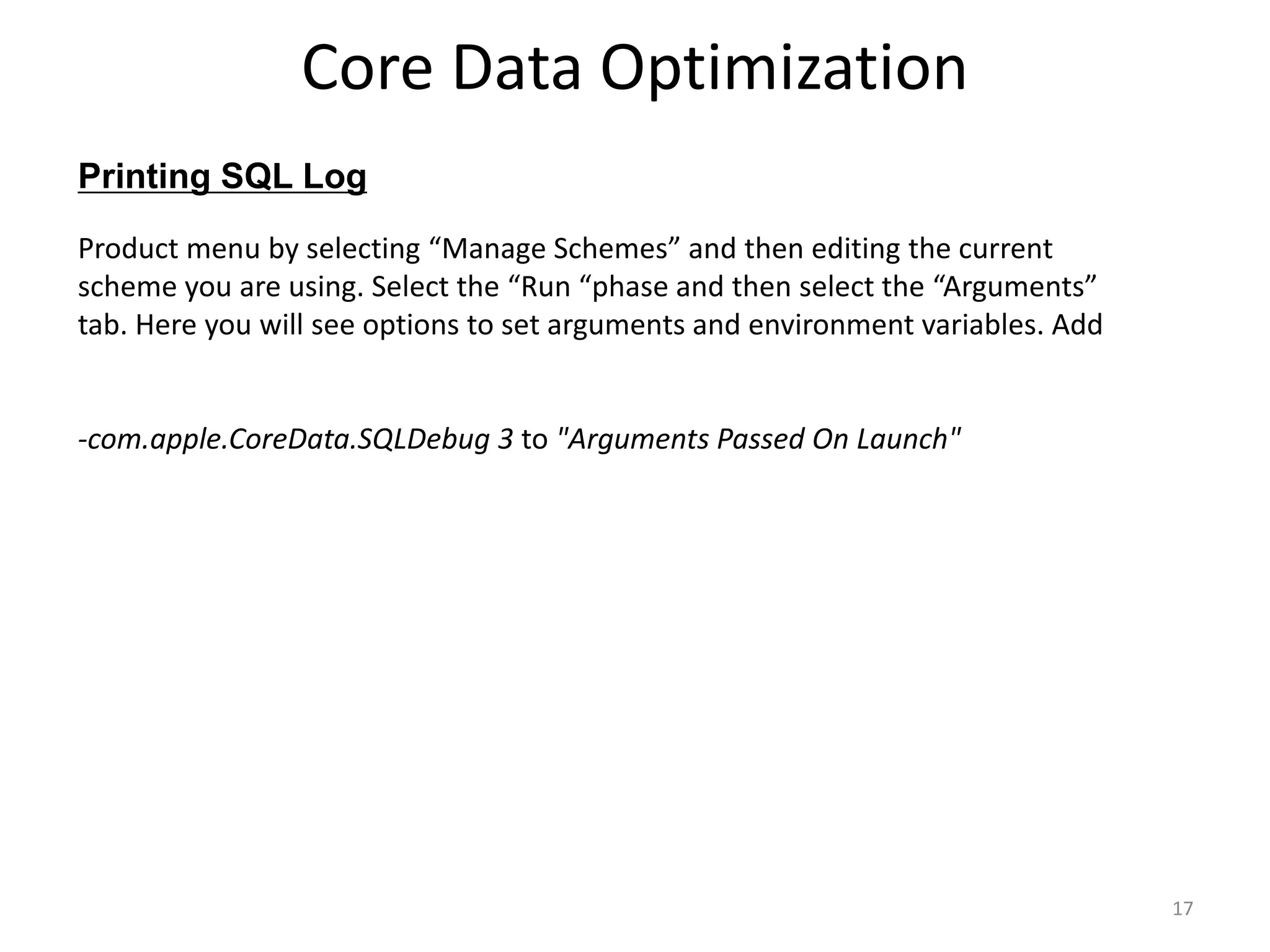 Core Data Performance Guide Line | PPTX | Databases | Computer Software and Applications