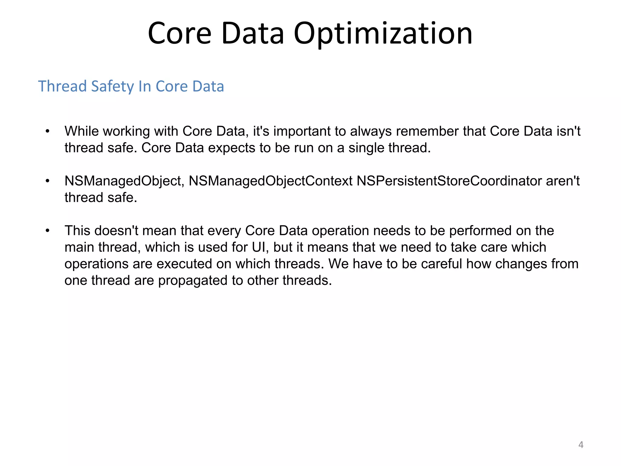 Core Data Performance Guide Line | PPTX | Databases | Computer Software and Applications