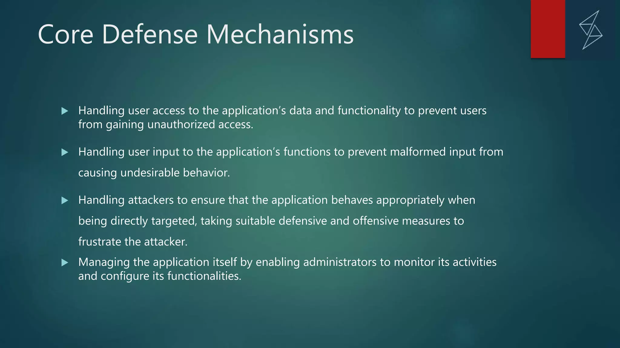 Core defense mechanisms against security attacks on web applications | PPTX