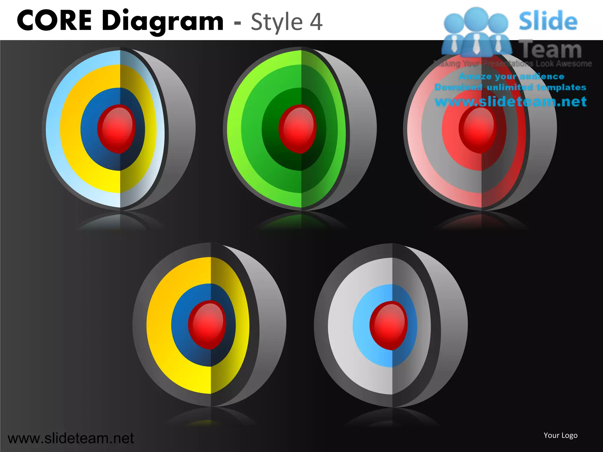 Core diagram design 4 powerpoint ppt slides. | PPT