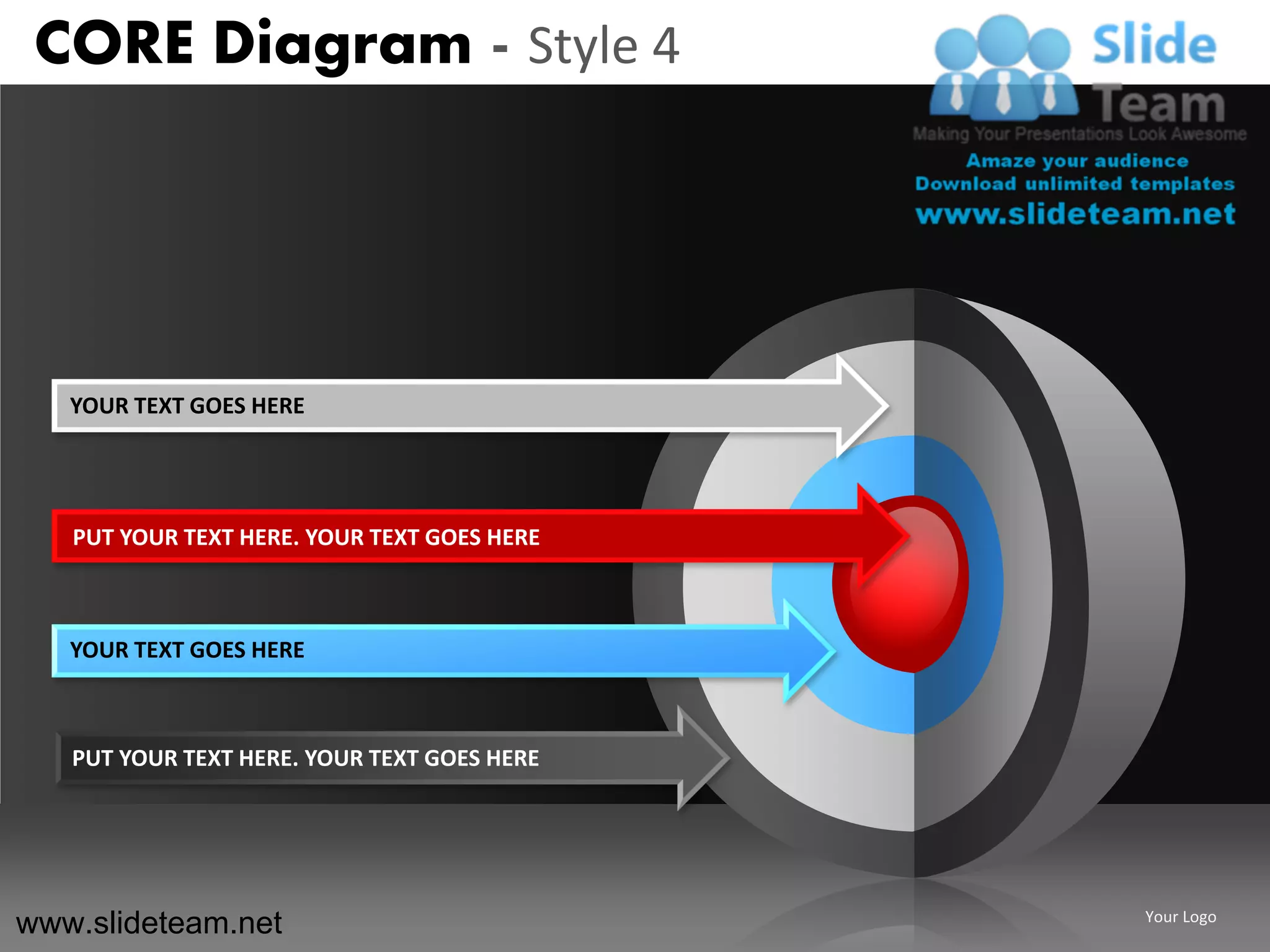 Core diagram design 4 powerpoint presentation slides. | PPT