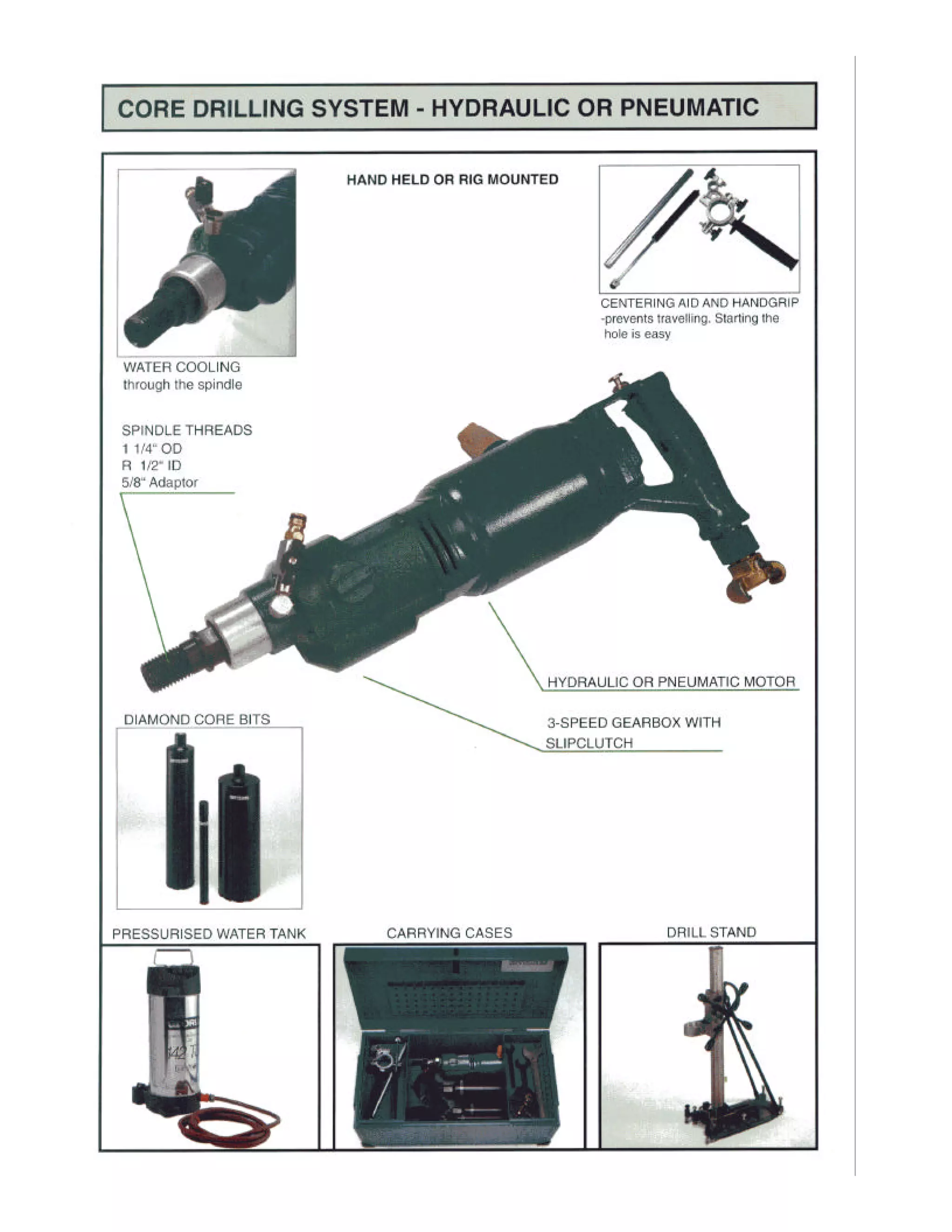 CS Unitec Core Drilling Machines: Pneumatic and Hydraulic | PDF