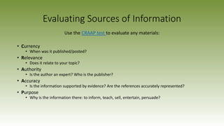 Quick Look at Evaluating Sources | PPTX