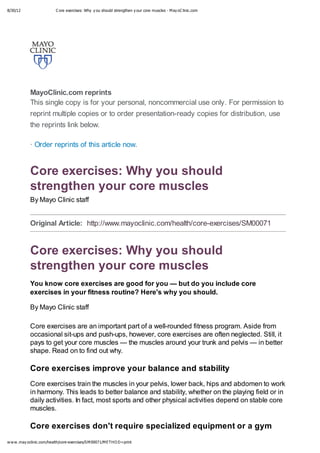 Core exercises: Why you should strengthen your core muscles | PDF
