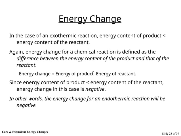 Core & Extension - Chemical Changes - Energy Changes in Chemical ...