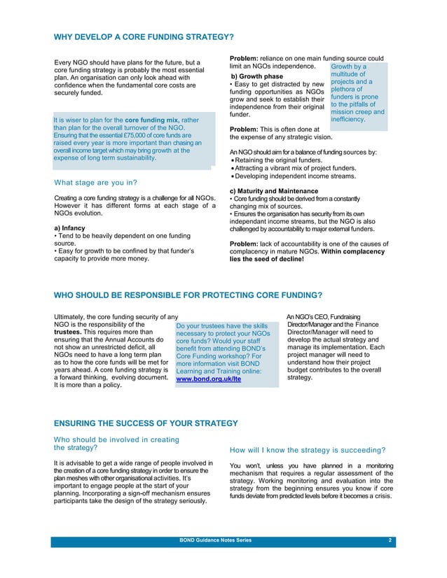 Core Funding Strategies | PDF | Non-Profit Organizations | Industries