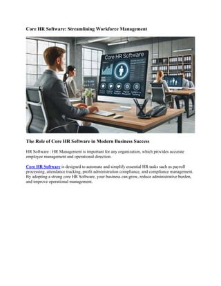 Core HR Software: Streamline Workforce Management & Compliance | PDF