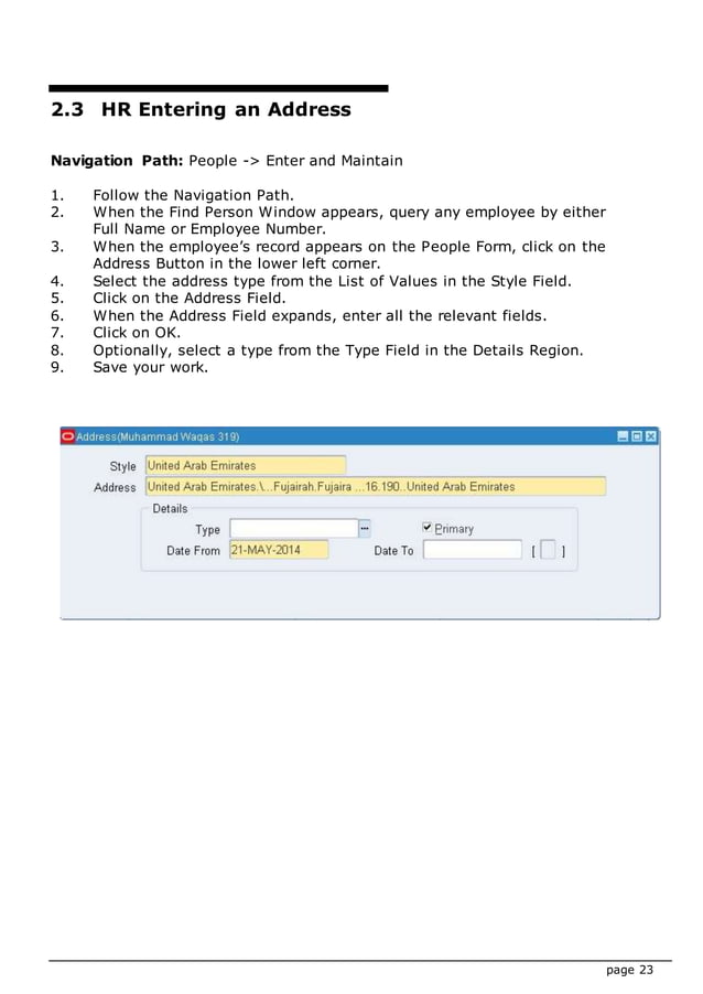 Oracle EBS R 12 Core hr user manual | DOCX