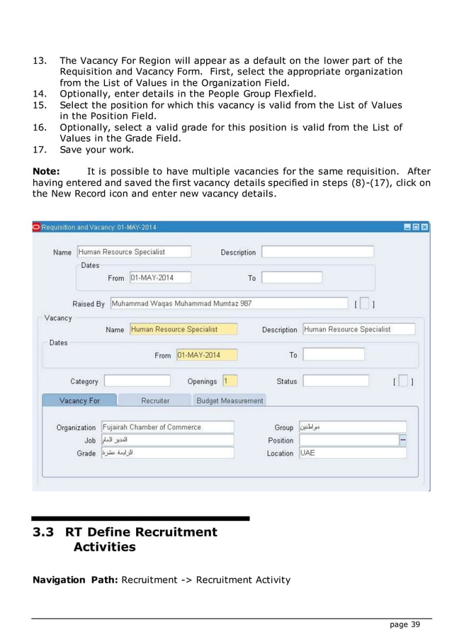 Oracle EBS R 12 Core hr user manual | DOCX