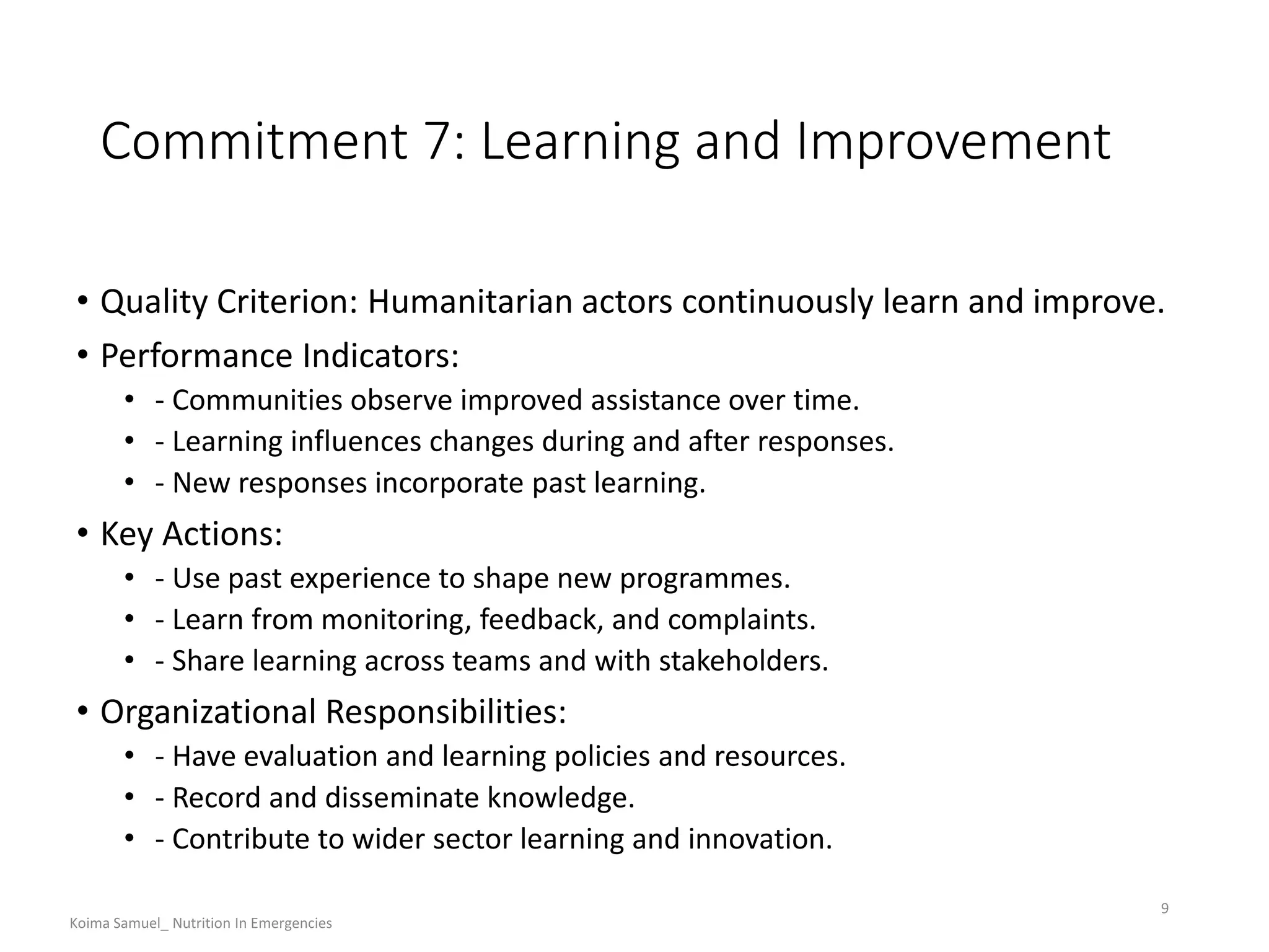 Core Humanitarian Standard and the Commitment Principles | PPT