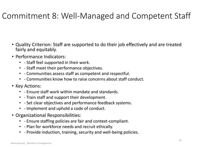 Core Humanitarian Standard and the Commitment Principles | PPT