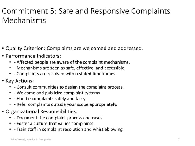 Core Humanitarian Standard and the Commitment Principles | PPT