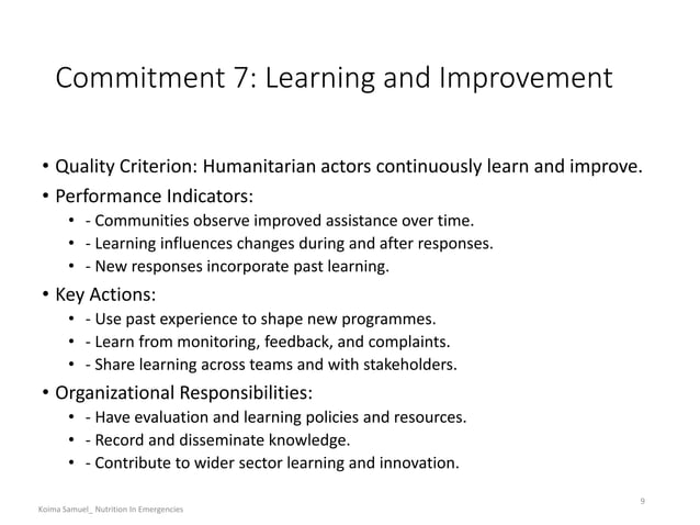 Core Humanitarian Standard and the Commitment Principles | PPT