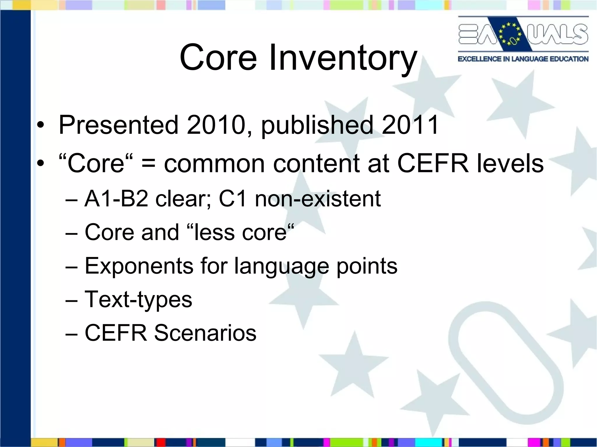 Core inventory for french nov13 | PPT