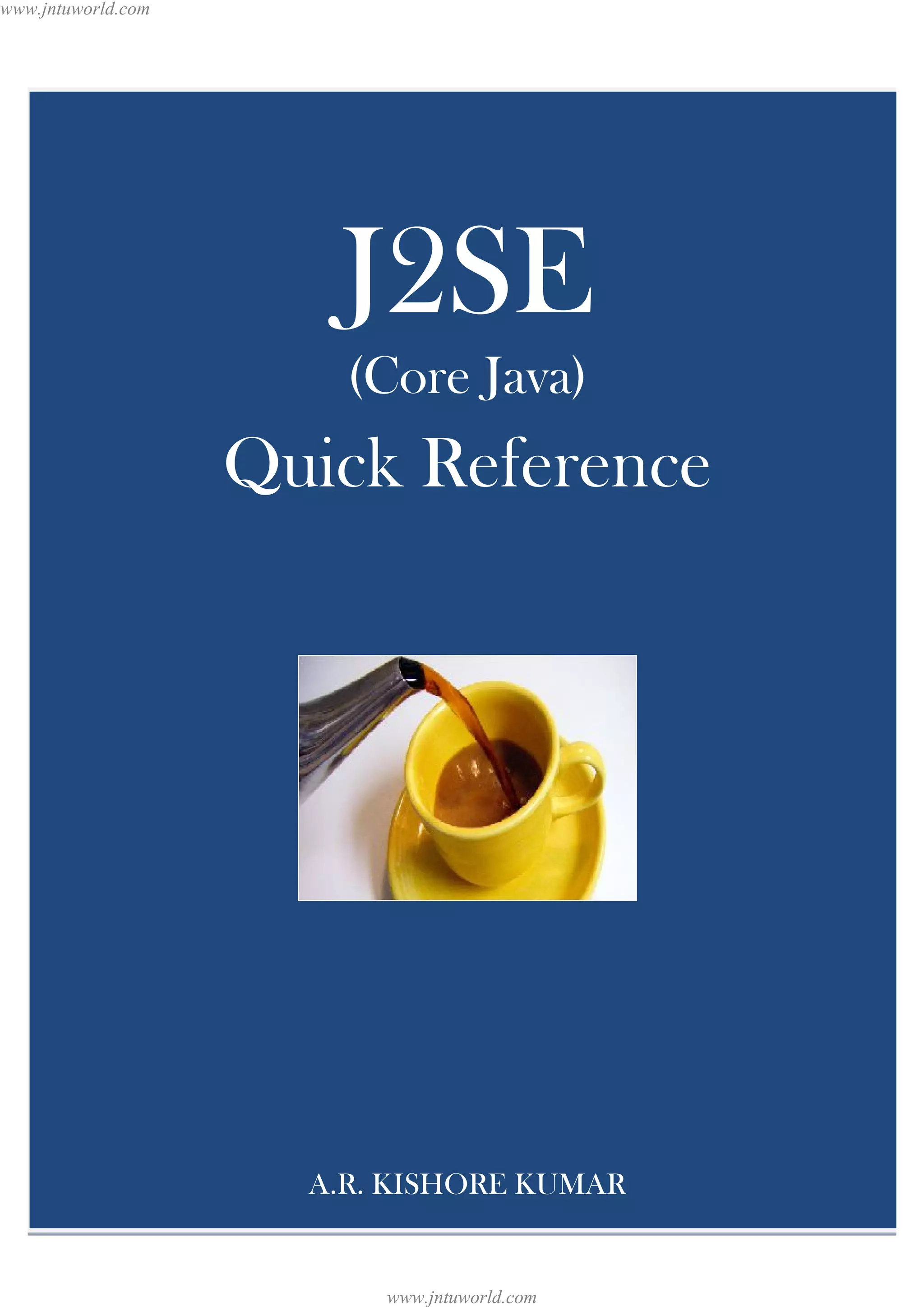 J2se Core Java Quick Reference Guide Pdf