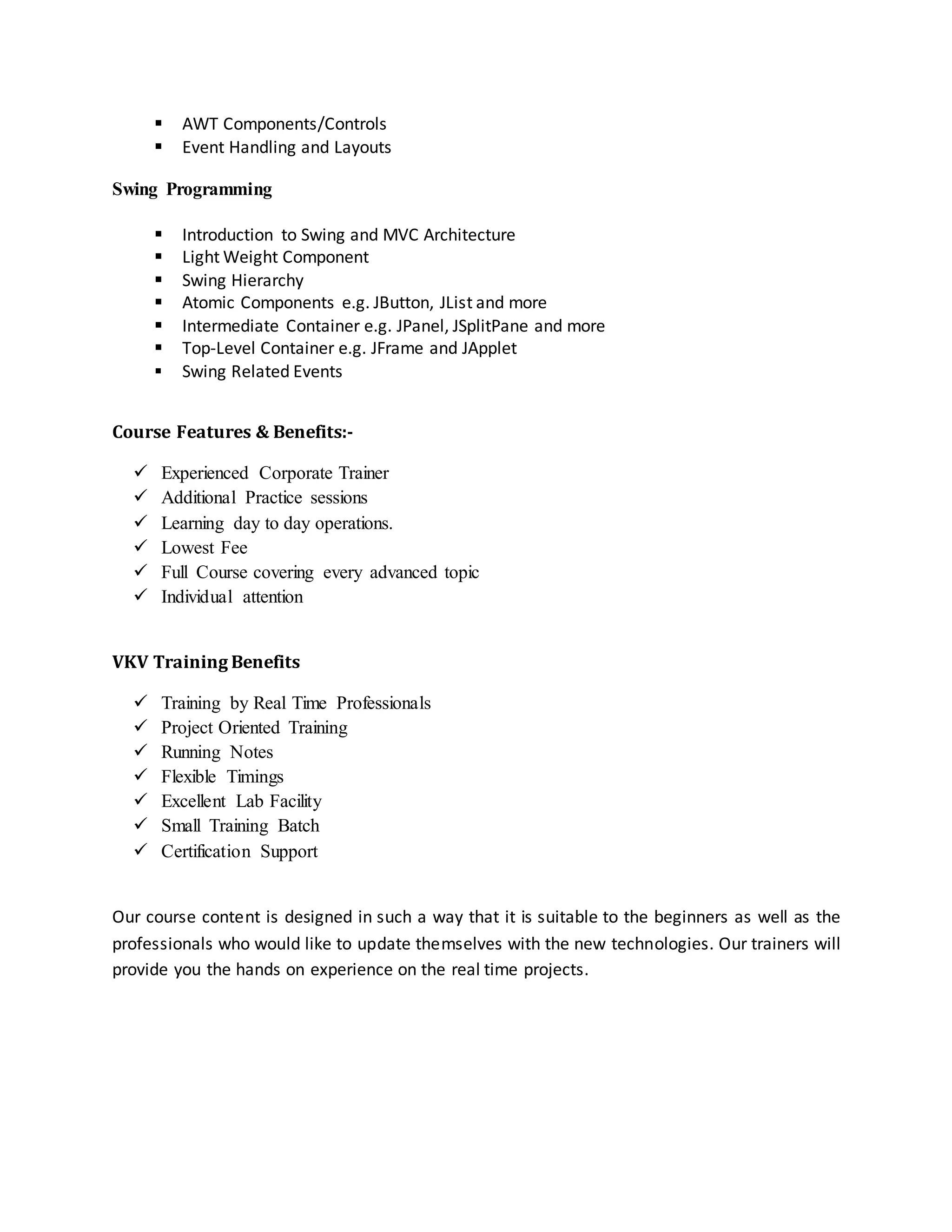 VKV TECHNOLOGIES BEST CORE JAVA TRAINING IN CHENNAI | DOCX