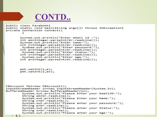 Core java for FACEBOOK ACCOUNT | PPT