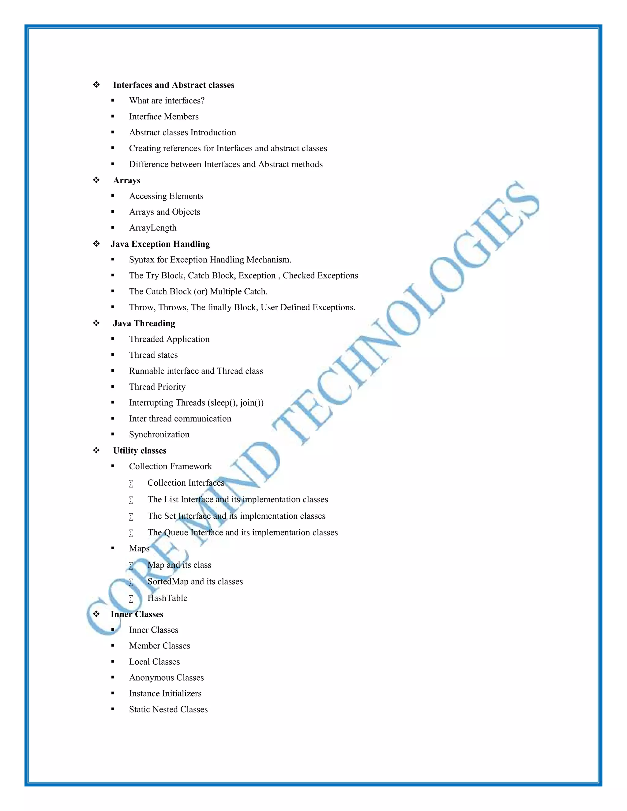 Core java Training in Chennai | PDF