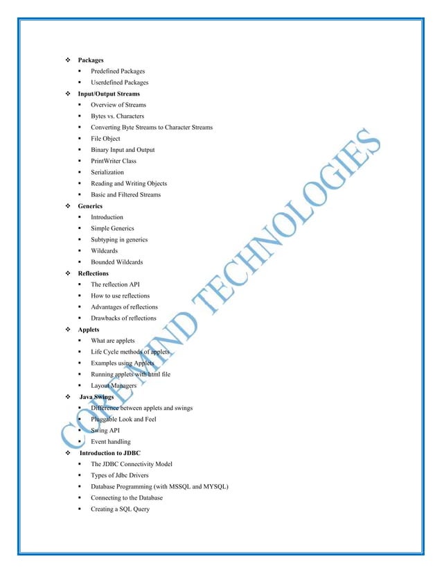 Core java Training in Chennai | PDF
