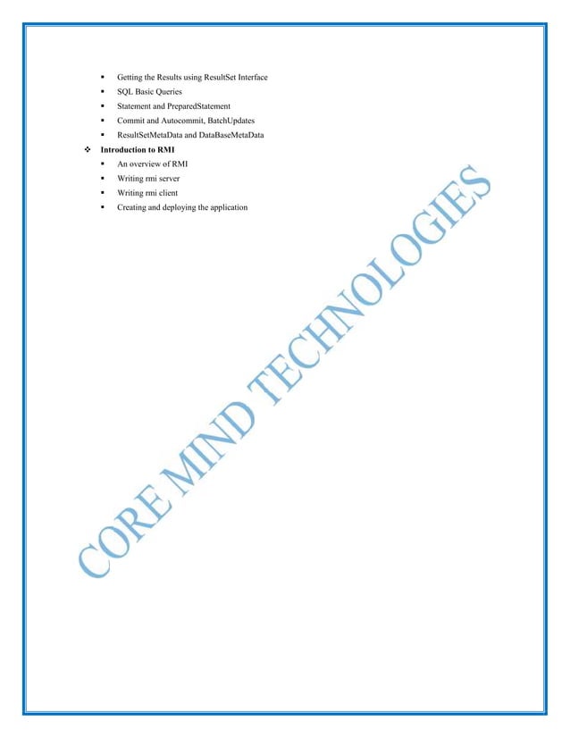 Core java Training in Chennai | PDF