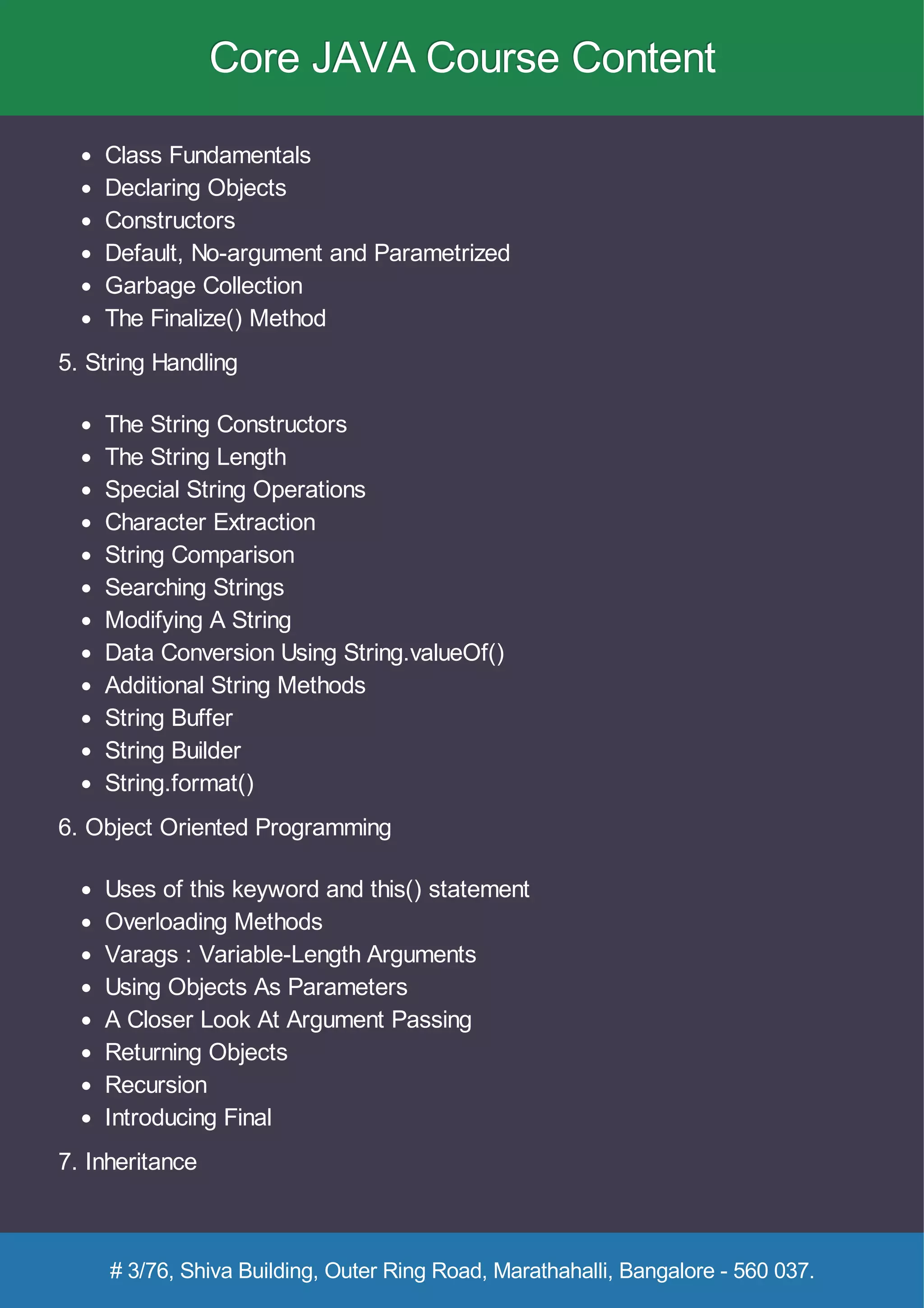 JAVA Training in Bangalore | PDF