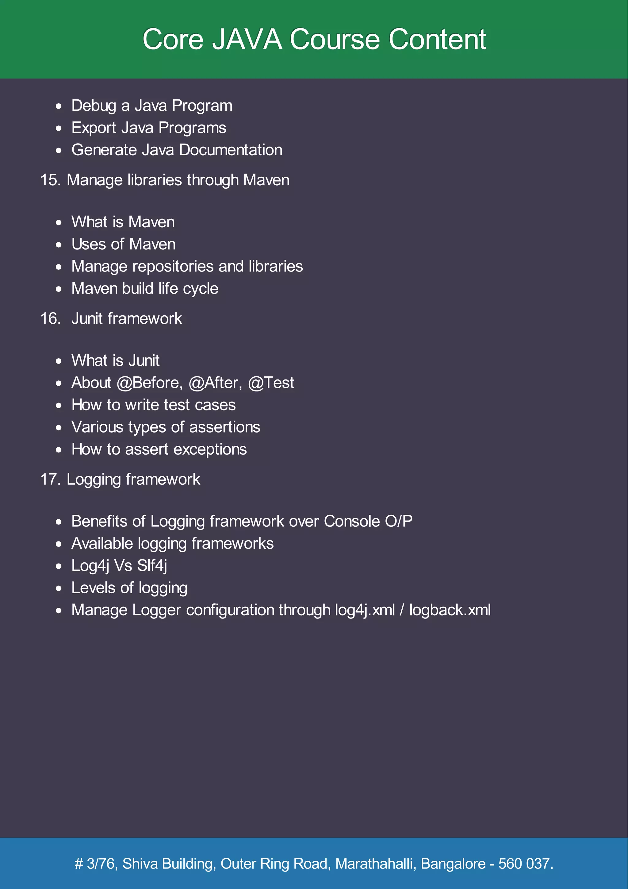 Java Training In Bangalore Pdf