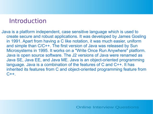 Core Java interview questions-ppt | PPT | Free Download