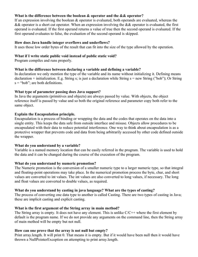 Core java interview questions | PDF