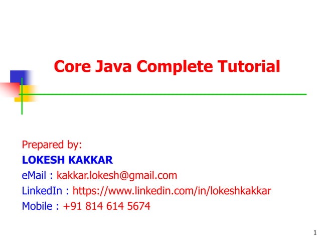 Core java complete notes - Contact at +91-814-614-5674 | PPT