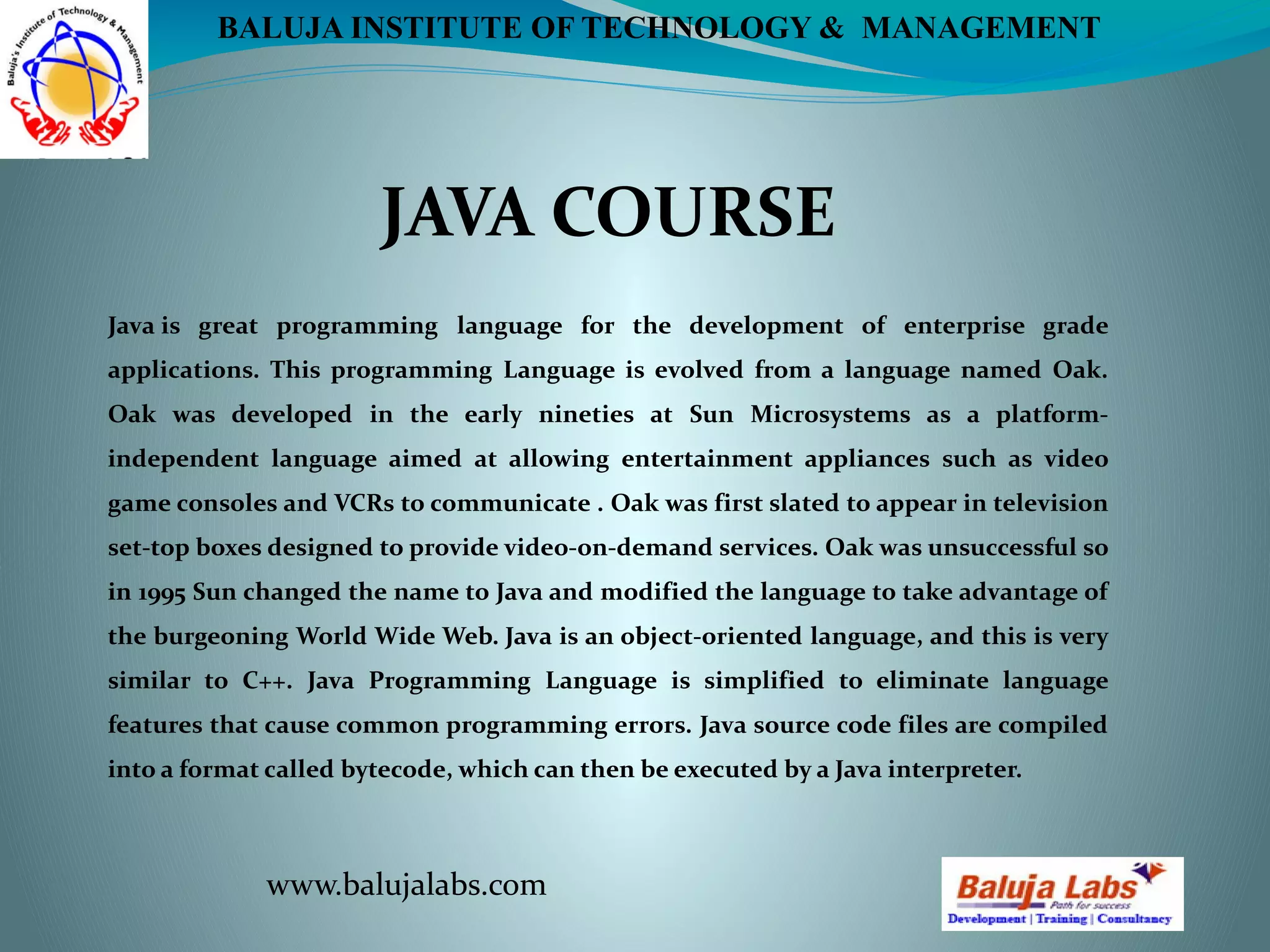 Core Java Course Ppt