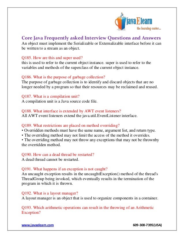 Core java frequently asked interview questions and answers