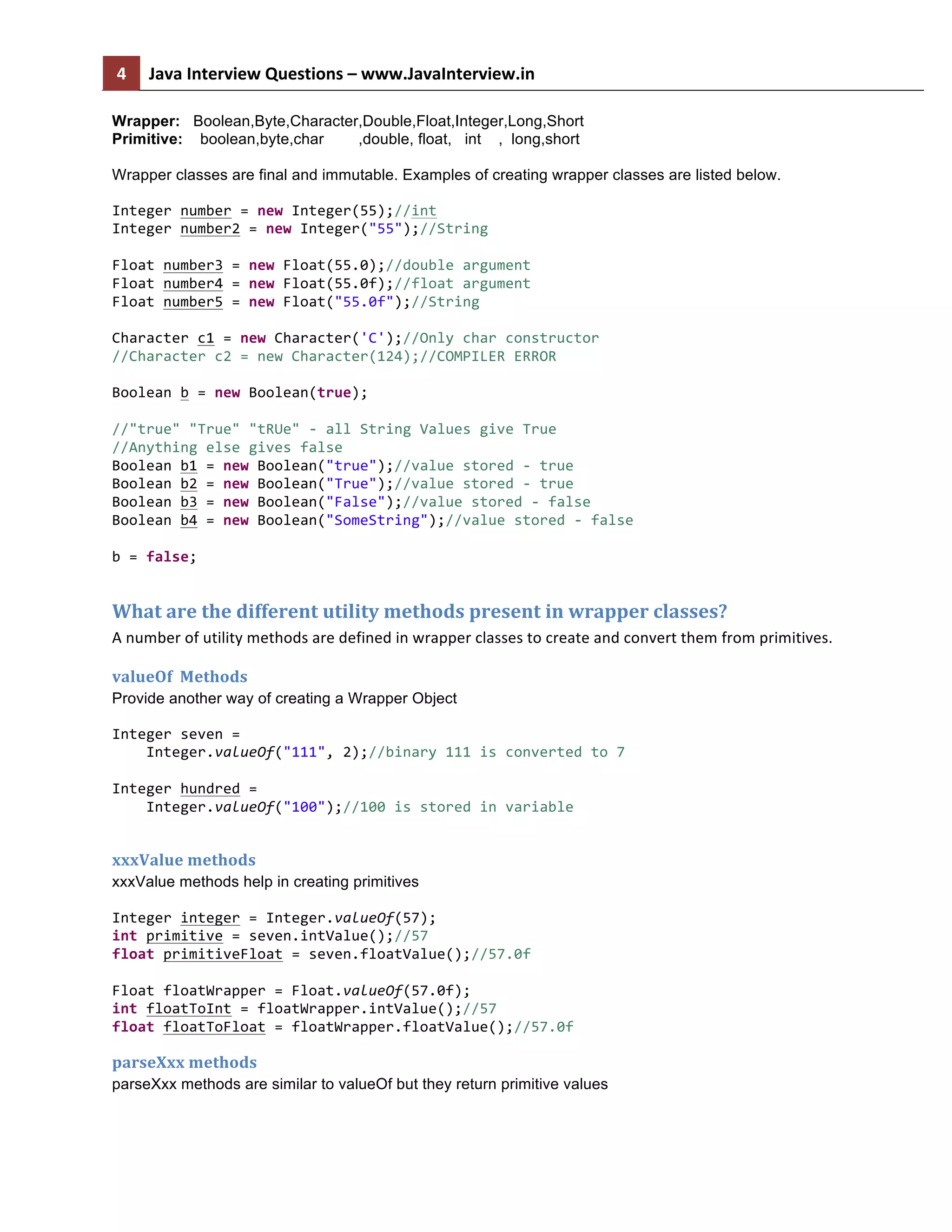 Core java interview questions | PDF | Programming Languages | Computing