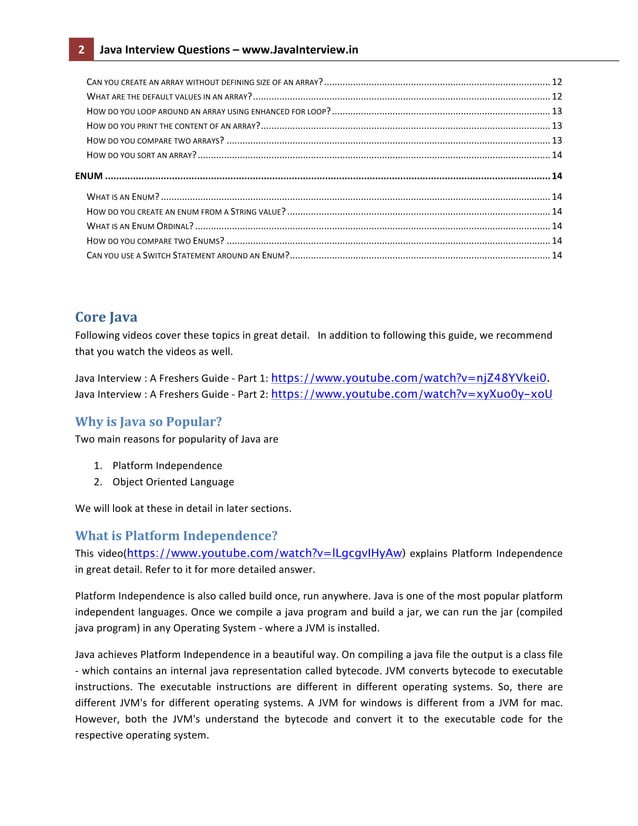 Core java interview questions | PDF | Programming Languages | Computing