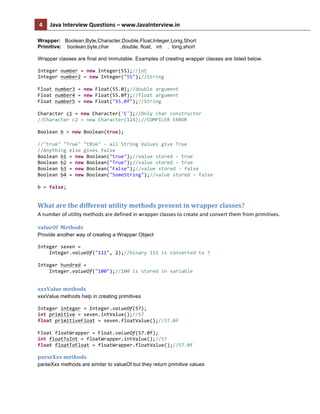 Core java interview questions | PDF | Programming Languages | Computing